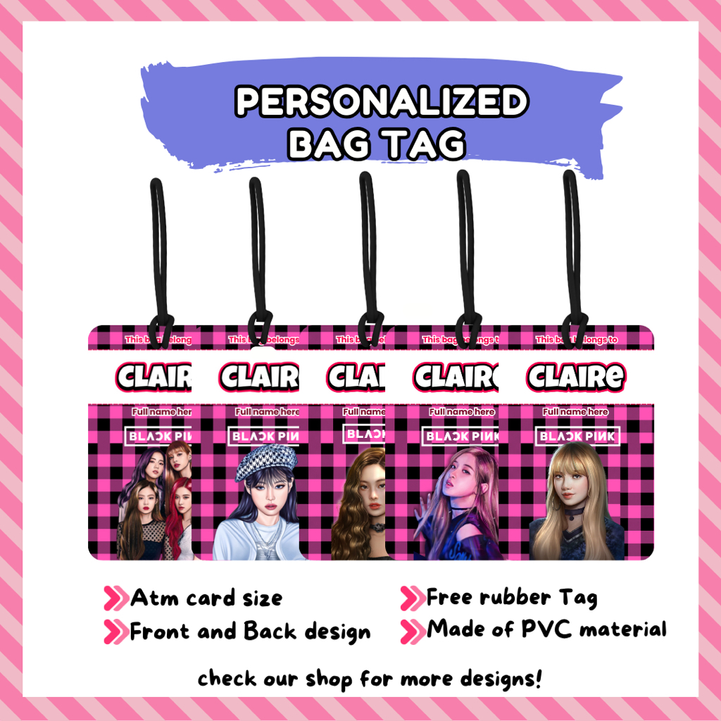 BLACKPINK THEME Customized PVC Bag Tags for Boys and Girls ATM size ...