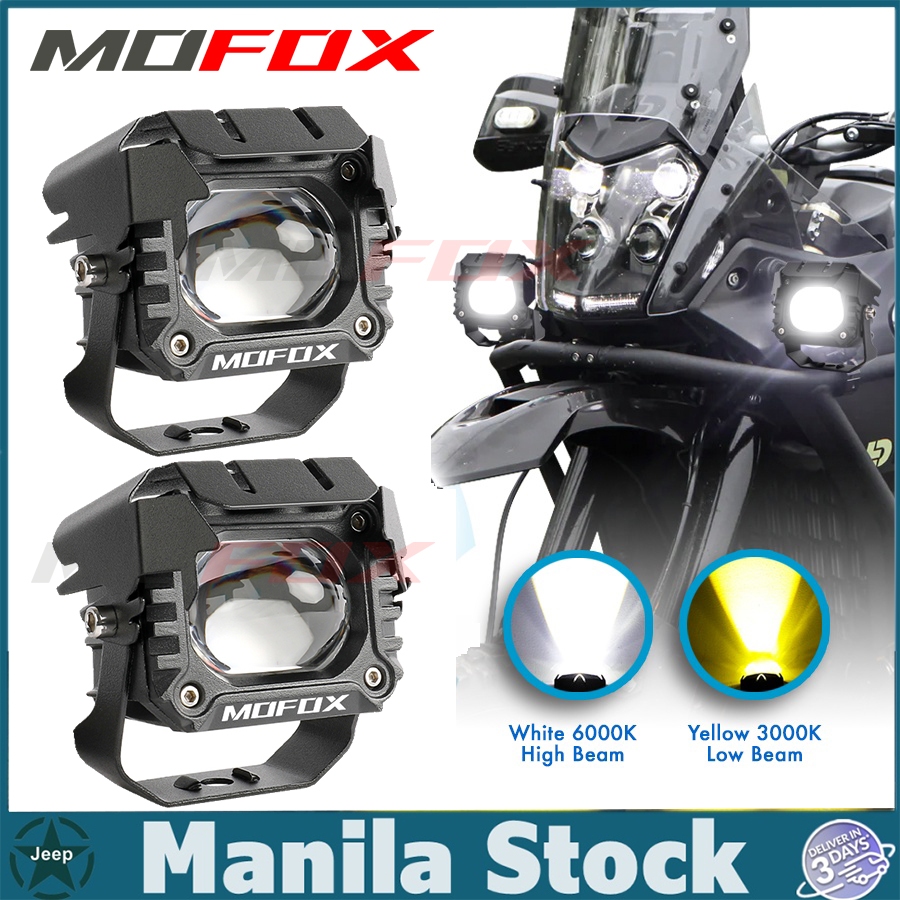 MOFOX V7 Laser Gun Dual Color Motorcycle Mini Driving Light 30W Hi/Lo ...