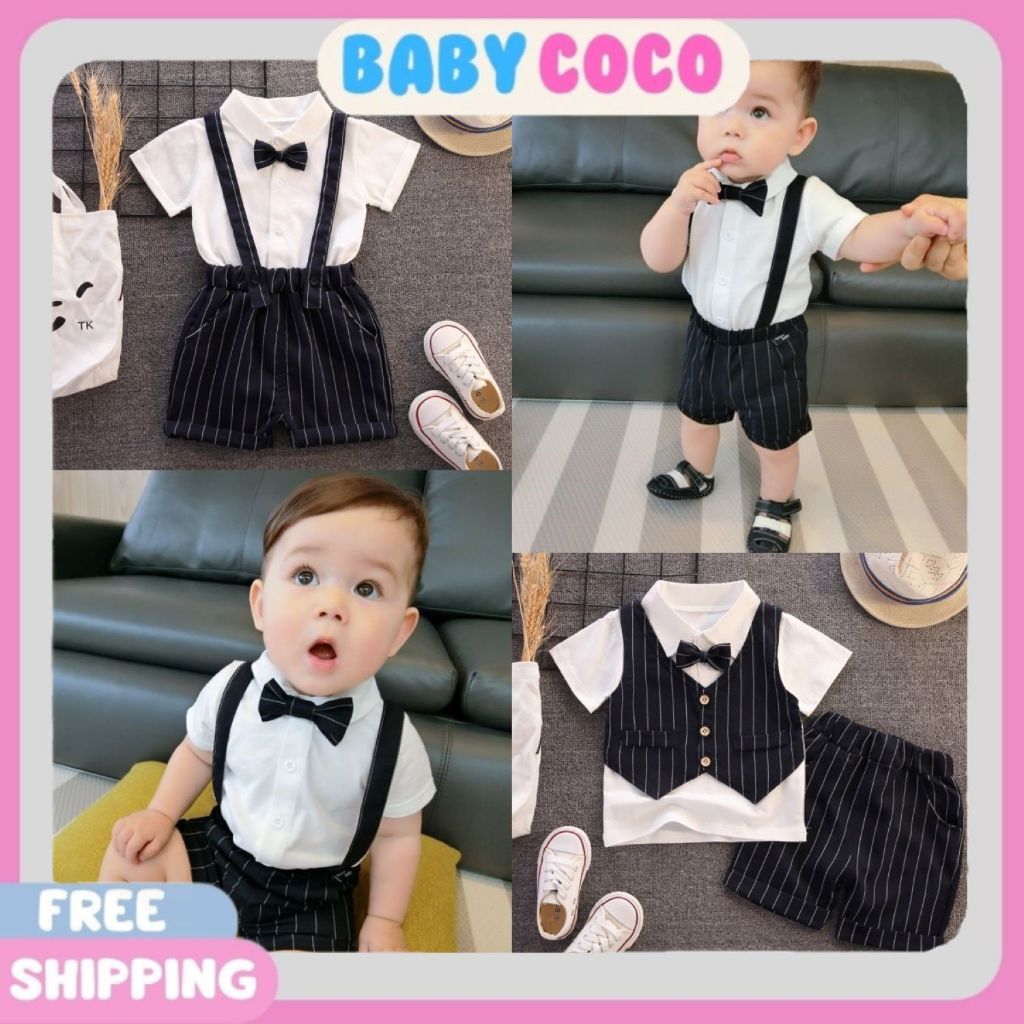 Baby coco Gentlemen Crop Suit for Baby Terno for Baby Boy Christening ...