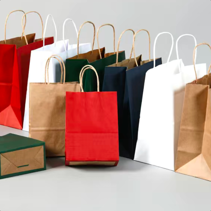 M.F Colored Kraft Paper Bags For Takeout Packaging Handheld Paper Bags ...