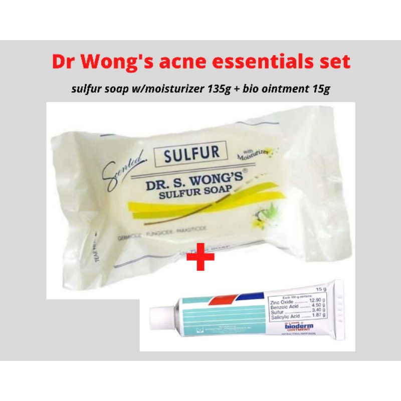 Dr Wong Acne essentials set Sulfur soap w/ moisturizer 135g+ bioderm ...