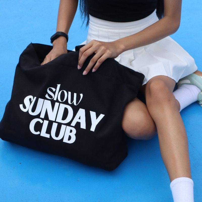 Slow Sunday Club Tote Bag [BLACK] (Oversized Tote Bag) [ PREMIUM ...