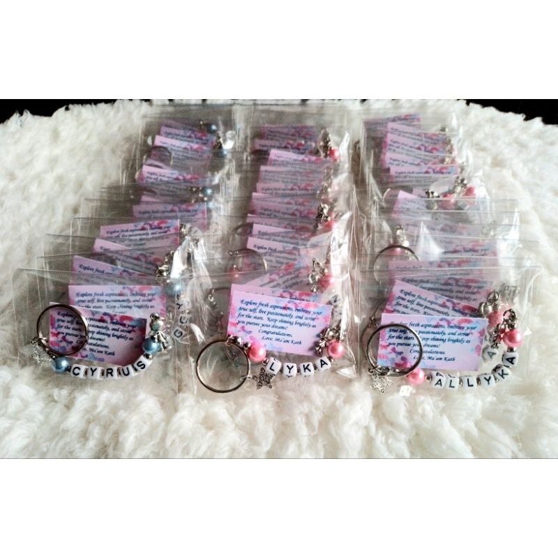 Personalized keychain with name and Thank you card Souvenirs and Giveaways | Shopee Philippines