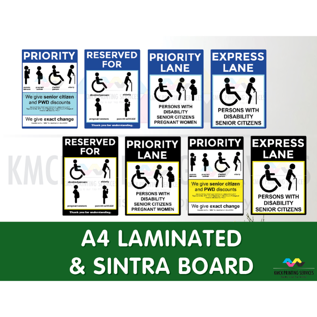 Priority Lane | Priority Seating | Disable | Elderly | Pregnant | Woman ...