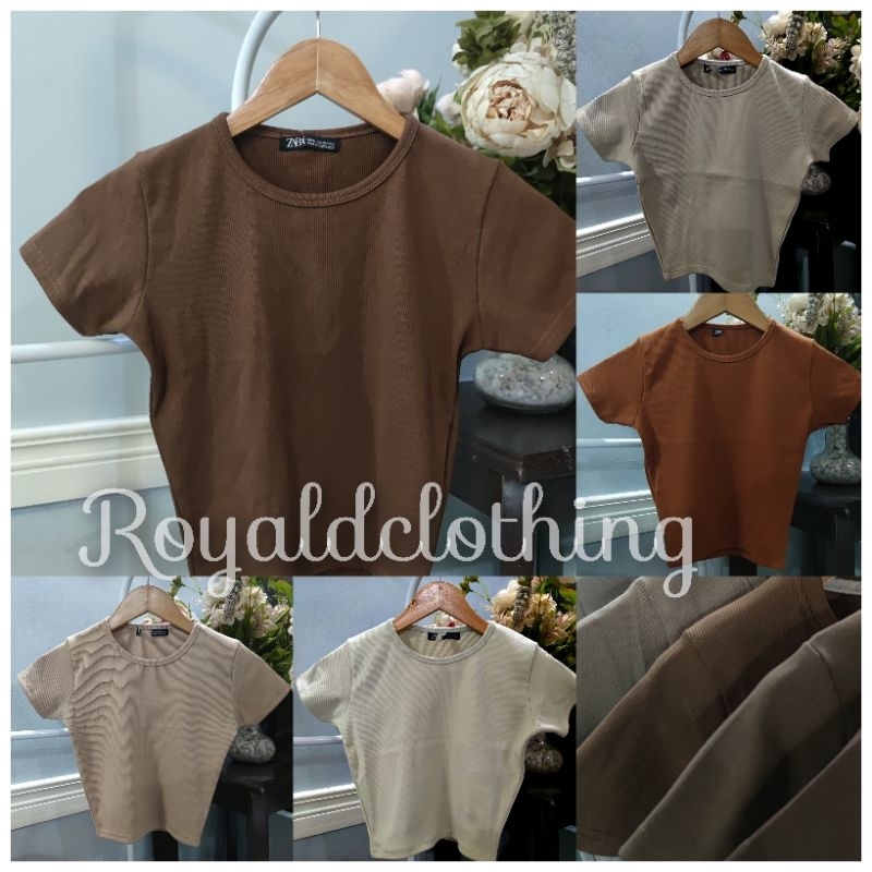 Basic Ribbed Crop Top/Blouse for ladies/women (Neutral colors) Women's ...