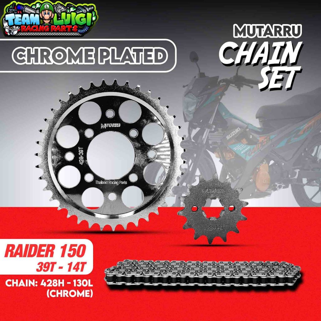 SUZUKI RAIDER 150 CARB / RAIDER 150 FI CHAIN SET HEAVY DUTY SILVER ...