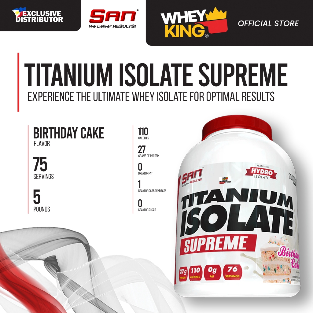 Whey Protein - SAN Titanium Isolate Supreme HydroIso 5lbs. Zero Sugar ...