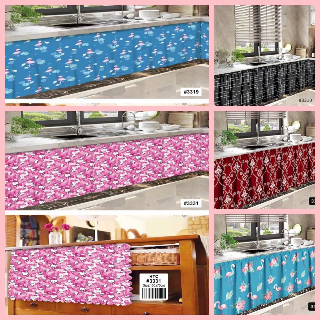 BIG SALE Pink Hello Kitty Lababo Kitchen Curtain Cotton blend material ...