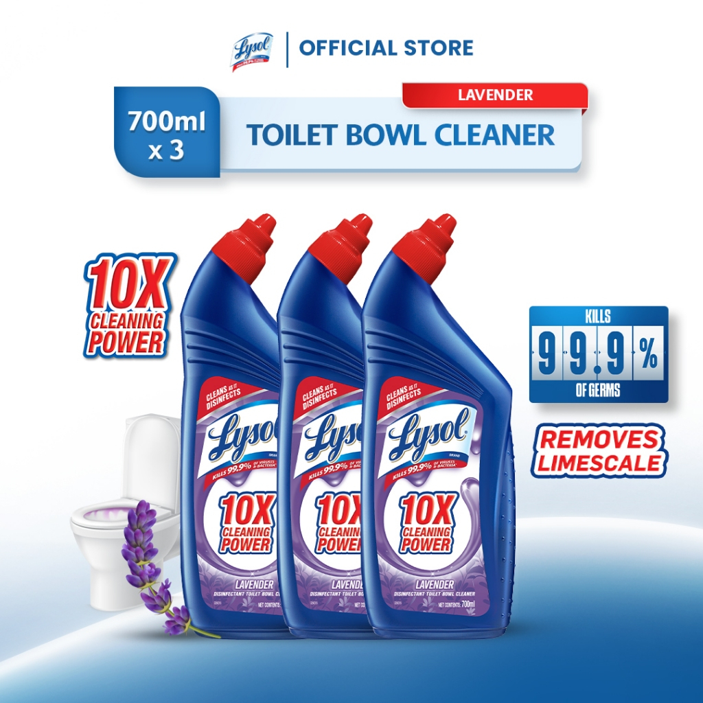Lysol Antibacterial Toilet Bowl Cleaner Lavender 700 ml Set of 3 | Shopee Philippines