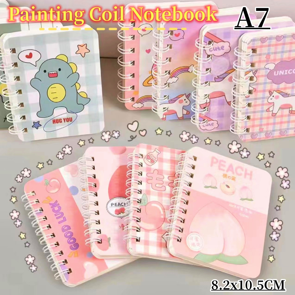A7 Mini Cartoon Spring Notepad 80Sheets Notebook Student Stationery ...