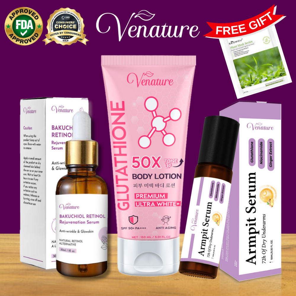 Venature bakuchiol retinol serum, armpit serum, glutathione lotion help ...