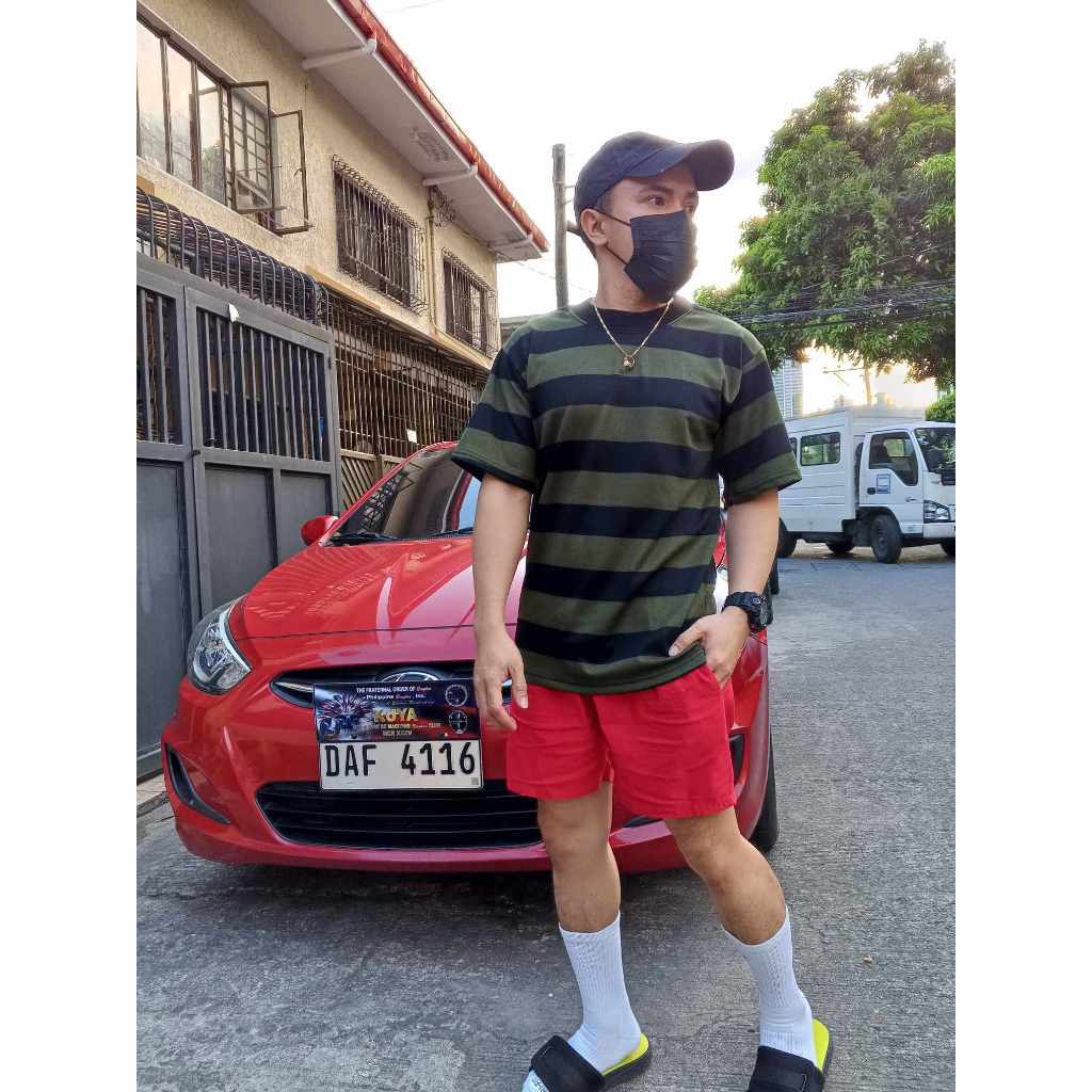 Pro club stripes spanrib cotton makapal loose size pang porma | Shopee ...