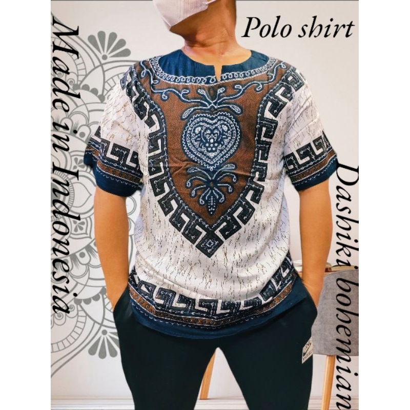 TOP POLO SHIRT DASHIKI BOHEMIAN BOHO BATIK ETHNIC INDIAN BEACH SUMMER ...