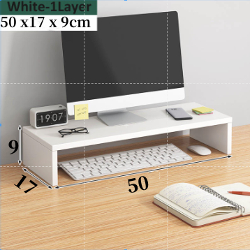 Wooden Monitor Stand 1Layer/2Layer Computer Monitor Riser Wood Laptop ...