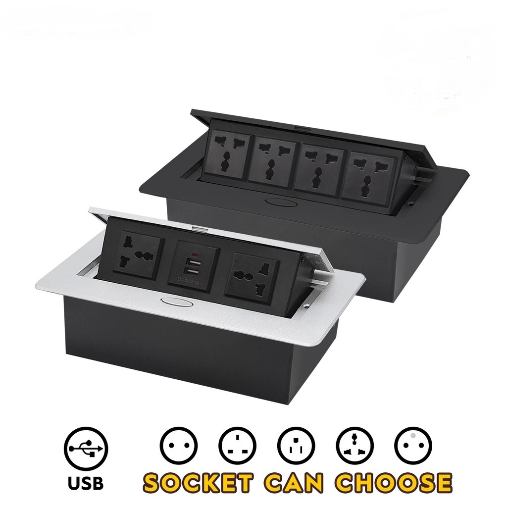 Socket 2 USB Home Retractable Table Plug Hidden Electrical Outlet Pull ...