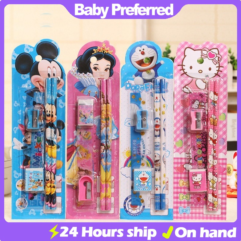 5 in 1 Cute School Supplies For Girls Set Sharpener For Pencil Eraser ...