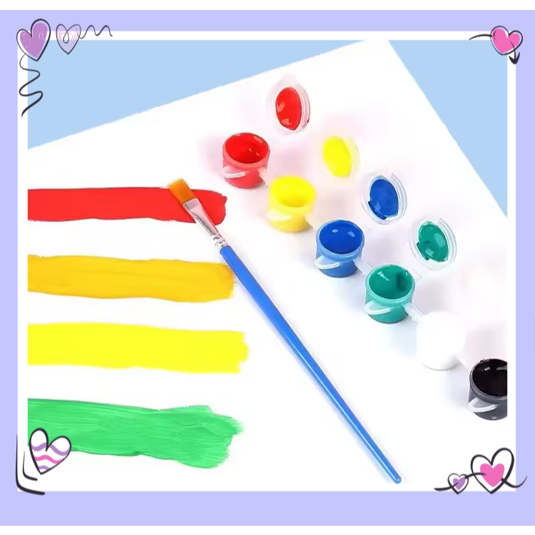 3ML Acrylic Paint 6 Colors Watercolor Poster Paint Brush Pen Drawing ...