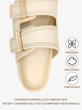 MICHAELA Chic Flat Sandals Soft Comfy Waterproof Slip-On Chunky Slide ...