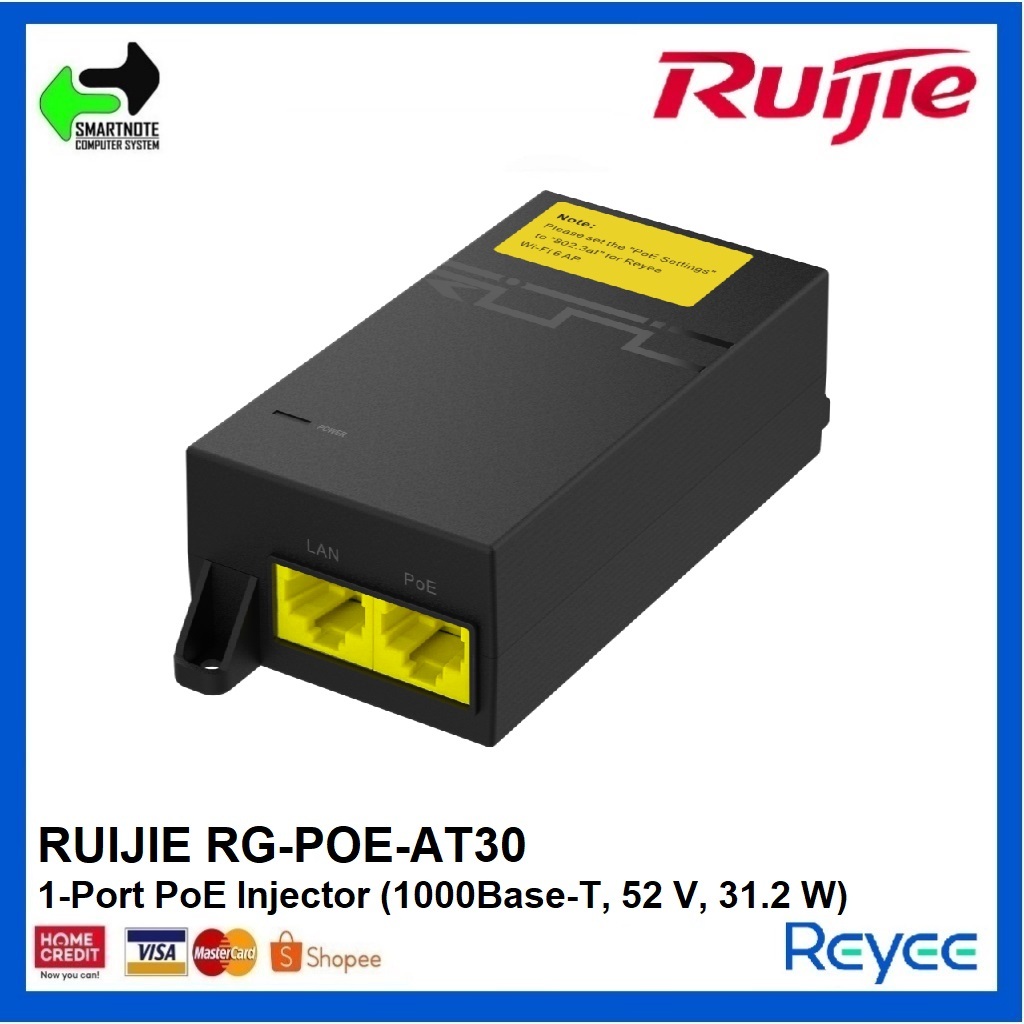 RUIJIE RG-POE-AT30, 1-Port PoE Injector (1000Base-T, 52 V, 31.2 W ...