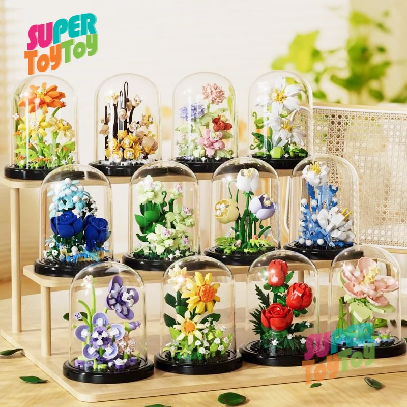 Flowers Blocks with Dust Cover Sunflower Blue Rose Lily Jasmine Daisy ...