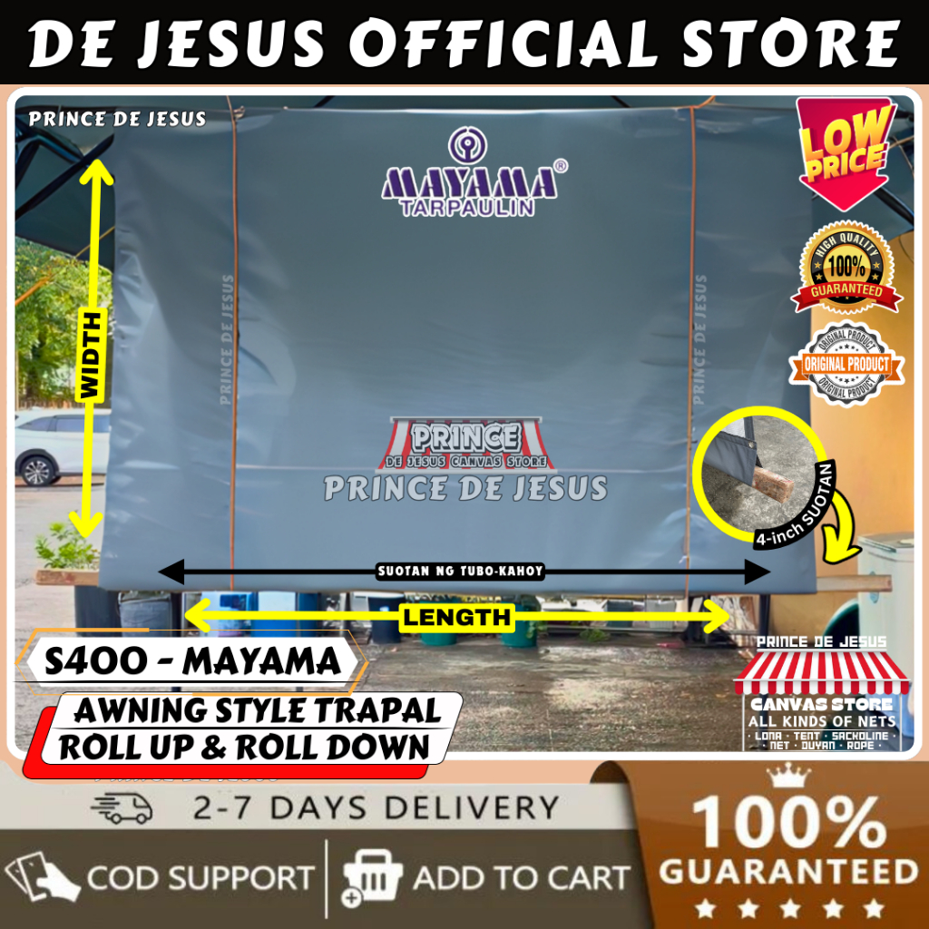 4ft x 6ft / 4ft x 20ft - PLAIN MAYAMA W/ SUOTAN NG TUBO O KAHOY - LONA ...
