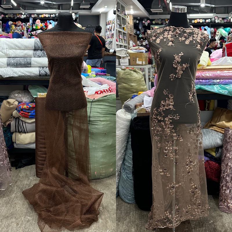 Brown Lace Fabric Tela 60” (Per Yard) | Shopee Philippines
