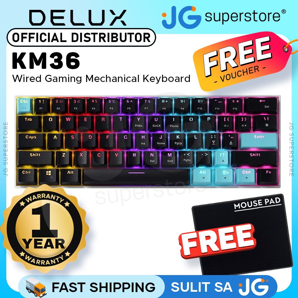 Delux KM36 Wired Mechanical Gaming Keyboard 61 Keys Rainbow Backlit LED ...
