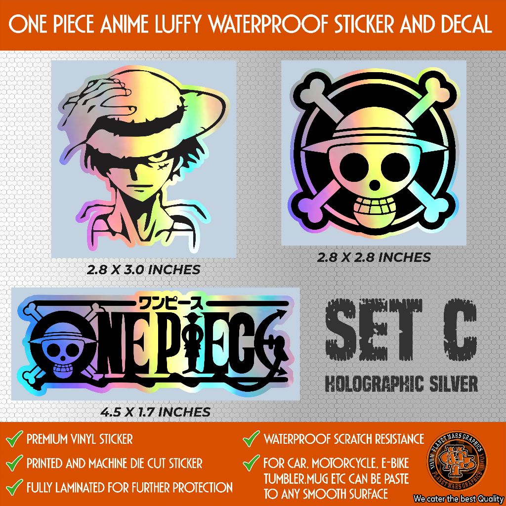 ONE PIECE LUFFY MOTORCYCLE CAR STYLING STICKER AND DECAL WATERPROOF ...