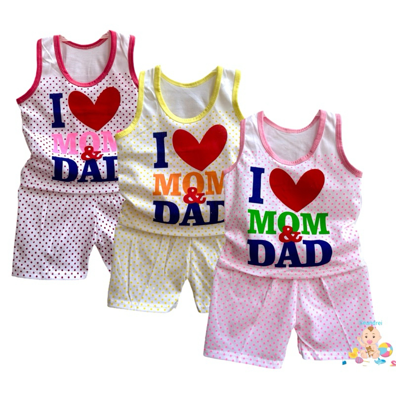 Baby/Infant Terno Short I Love Mom&Dad for Girl 0-6 Months Cotton ...