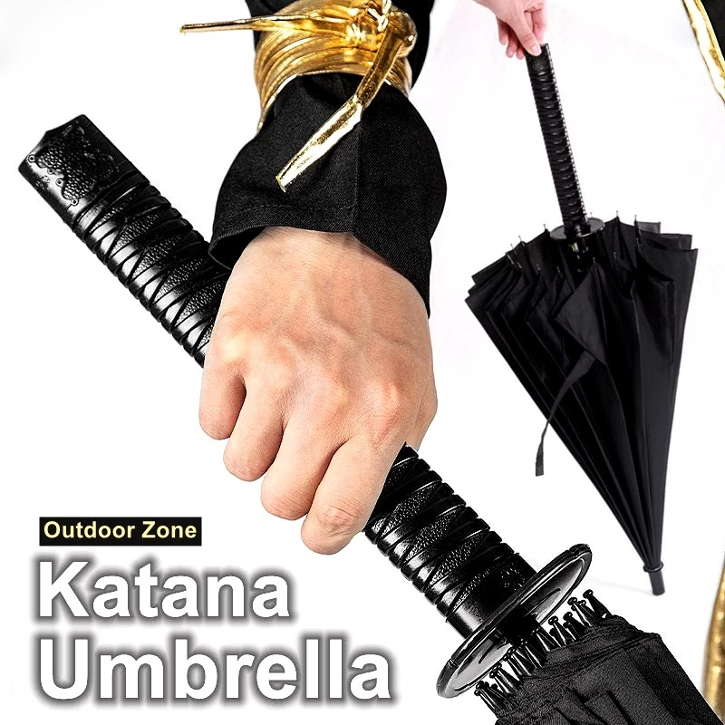Black Samurai Umbrella Katana Sword Handle Strap Long Umbrella Classic ...