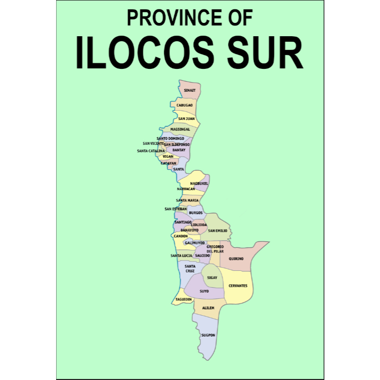 Ilocos Sur Province Map Waterproof A4 Laminated Chart | Shopee Philippines