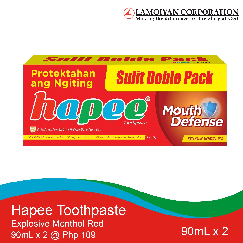 [Bundle of 2] Hapee Toothpaste Explosive Menthol Red 90mL | Shopee ...