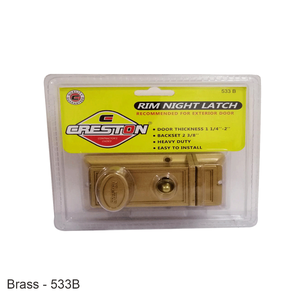 Creston Rim Night Latch 1-1/14" - 2" Inch Key-Operated Security Door ...