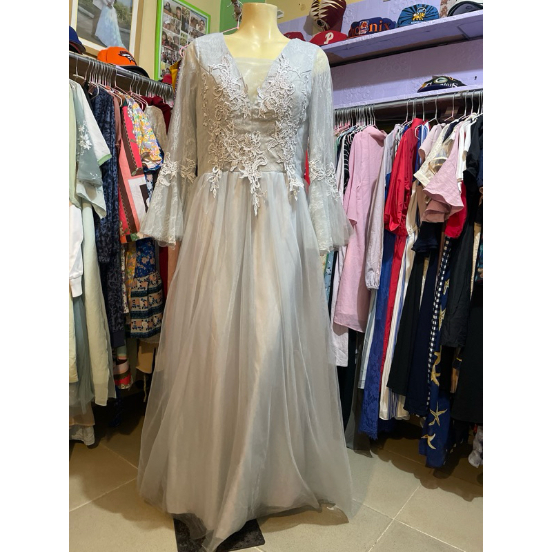 NINANG GOWN/ GREY / ELEGANT / MOTHER OF THE BRIDE'S GOWN LARGE | Shopee ...