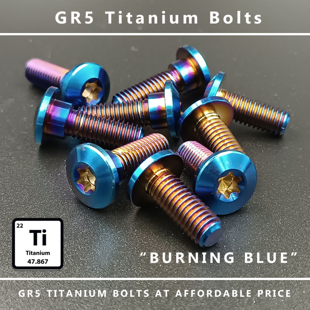 Gr5 Titanium Disc Bolts BURNING BLUE 8x20 and 8x25 for Motorcycles ...