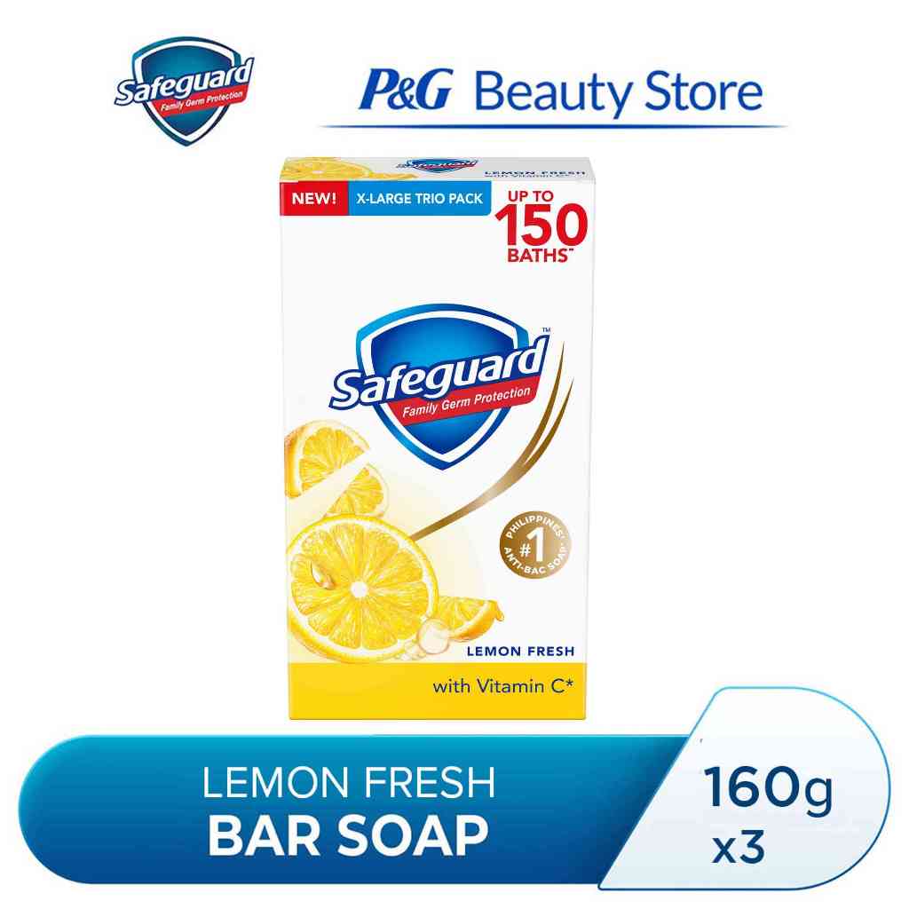 Safeguard Antibacterial Soap Bar Lemon Fresh with Vitamin C 160gx3 ...
