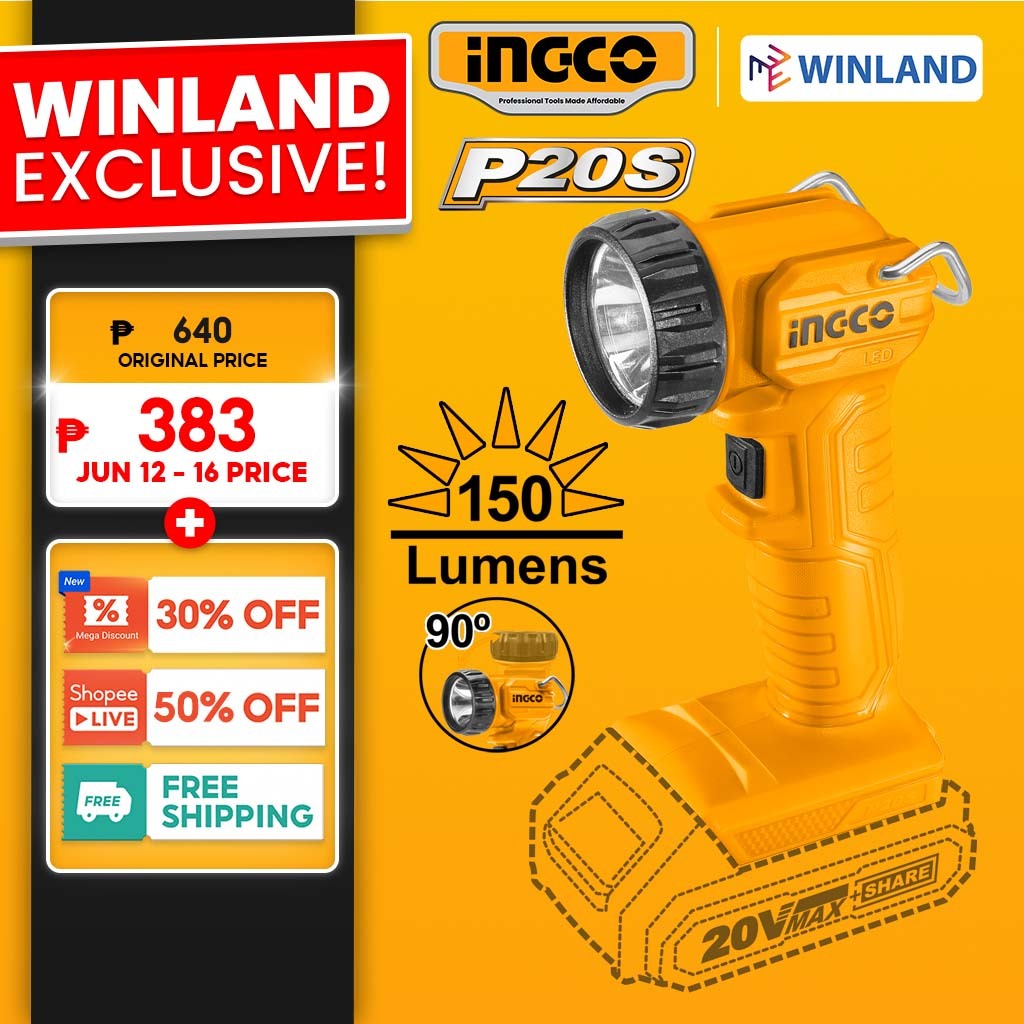 Ingco by Winland P20S 20V Lithium-Ion Cordless Work Lamp Flashlight 1 ...