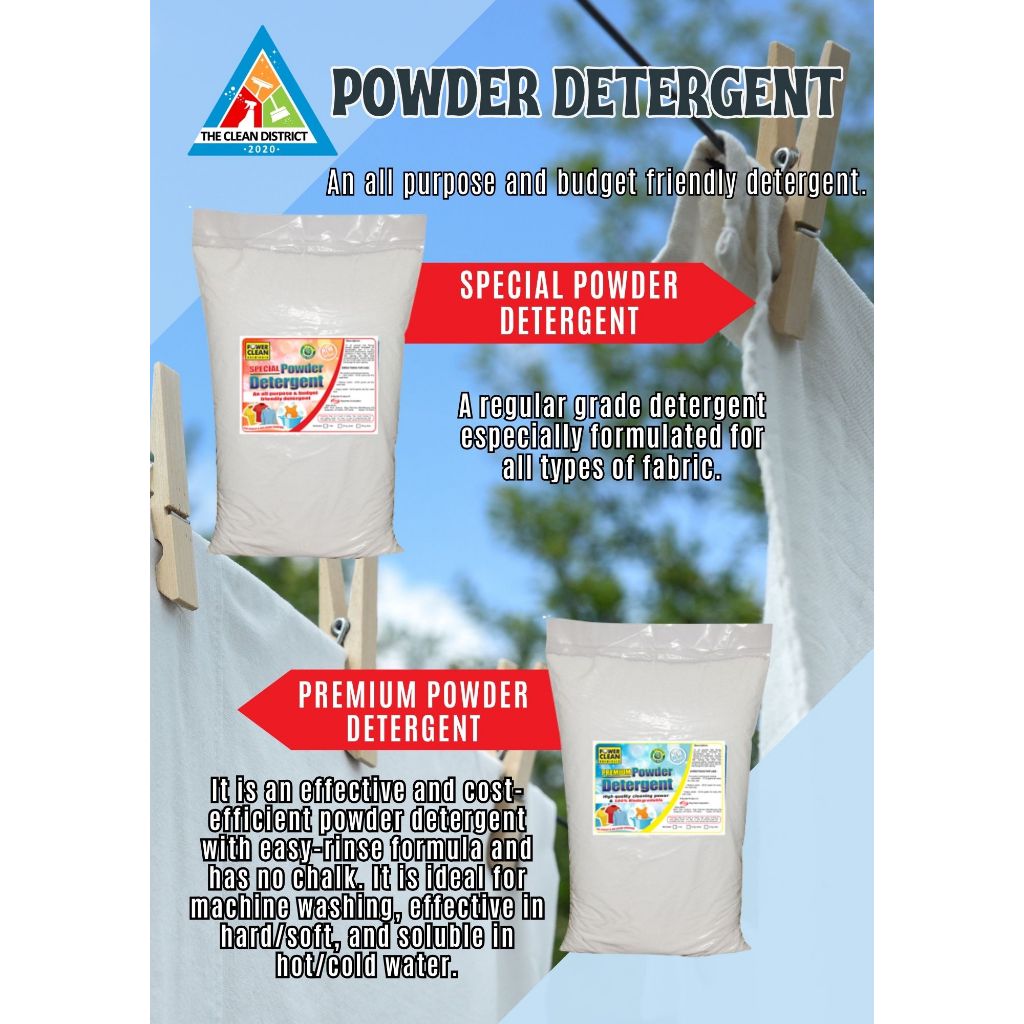 POWER CLEAN POWDER DETERGENT 1KG (THE CLEAN DISTRICT) | Shopee Philippines