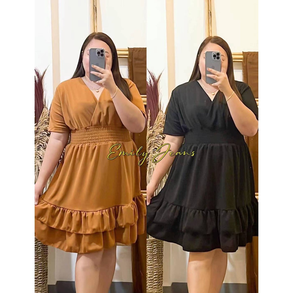 EMILY Plus Size S- 4XL Chest Overlap Casual Dress BESTSELLER 10579 ...