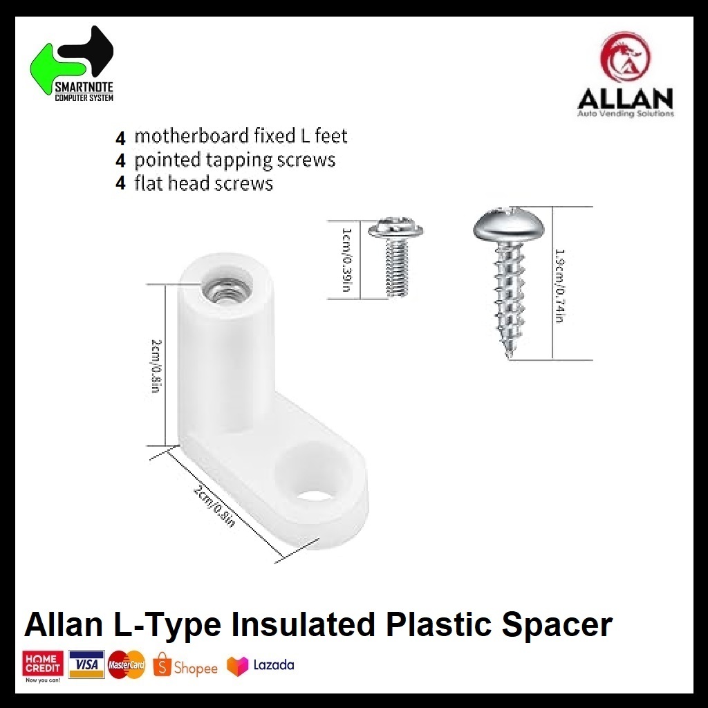 Allan L-Type PCB Board Mounting Feet with Screws, White L Shape Circuit ...