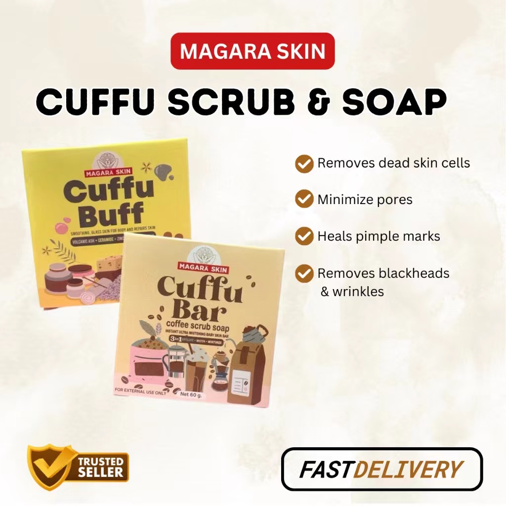 MAGARA SKIN Cuffu Bar Coffee Scrub Soap 60g Buff Volcanic Ash Soap 70g ...