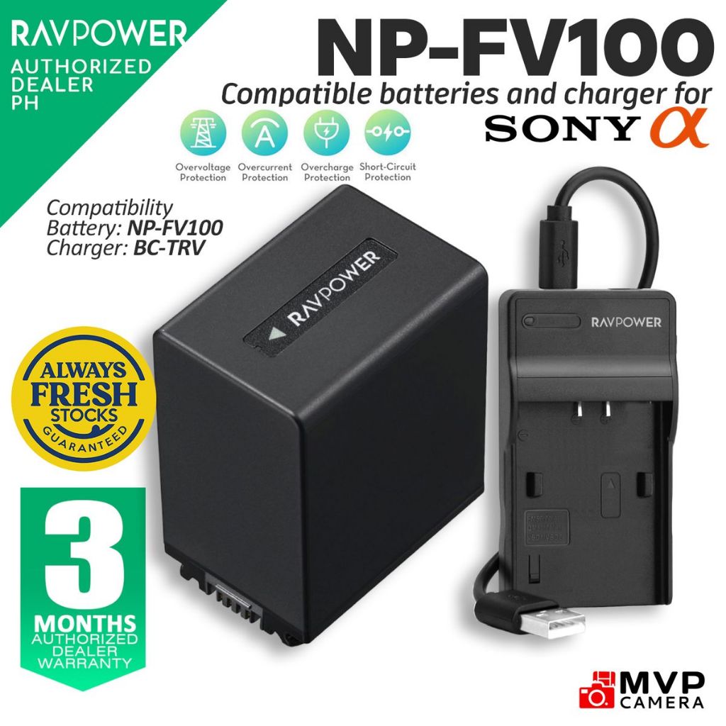 RAVPOWER NP-FV100 FV100 RP-OBCFOO1 3090mAh Battery Charger for Sony ...