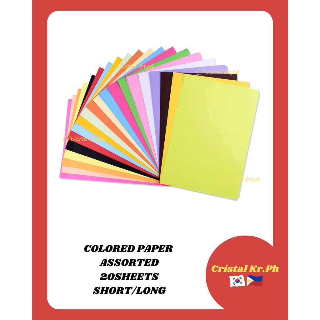 COLORED PAPER ASSORTED 80GSM 20SHEETS SOLD PER PACK | Shopee Philippines
