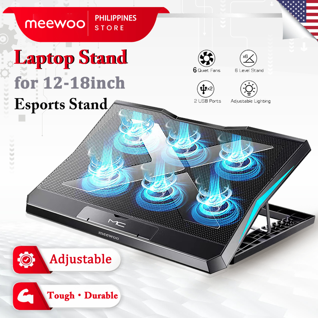 Meewoo Laptop Cooling Pad Laptop Cooler with 6 Fans Laptop Stand ...