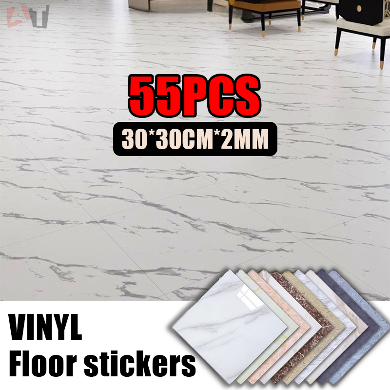 55PCS Vinyl tiles Floor Stickers 30CM x 30CM Self Adhesive waterproof ...