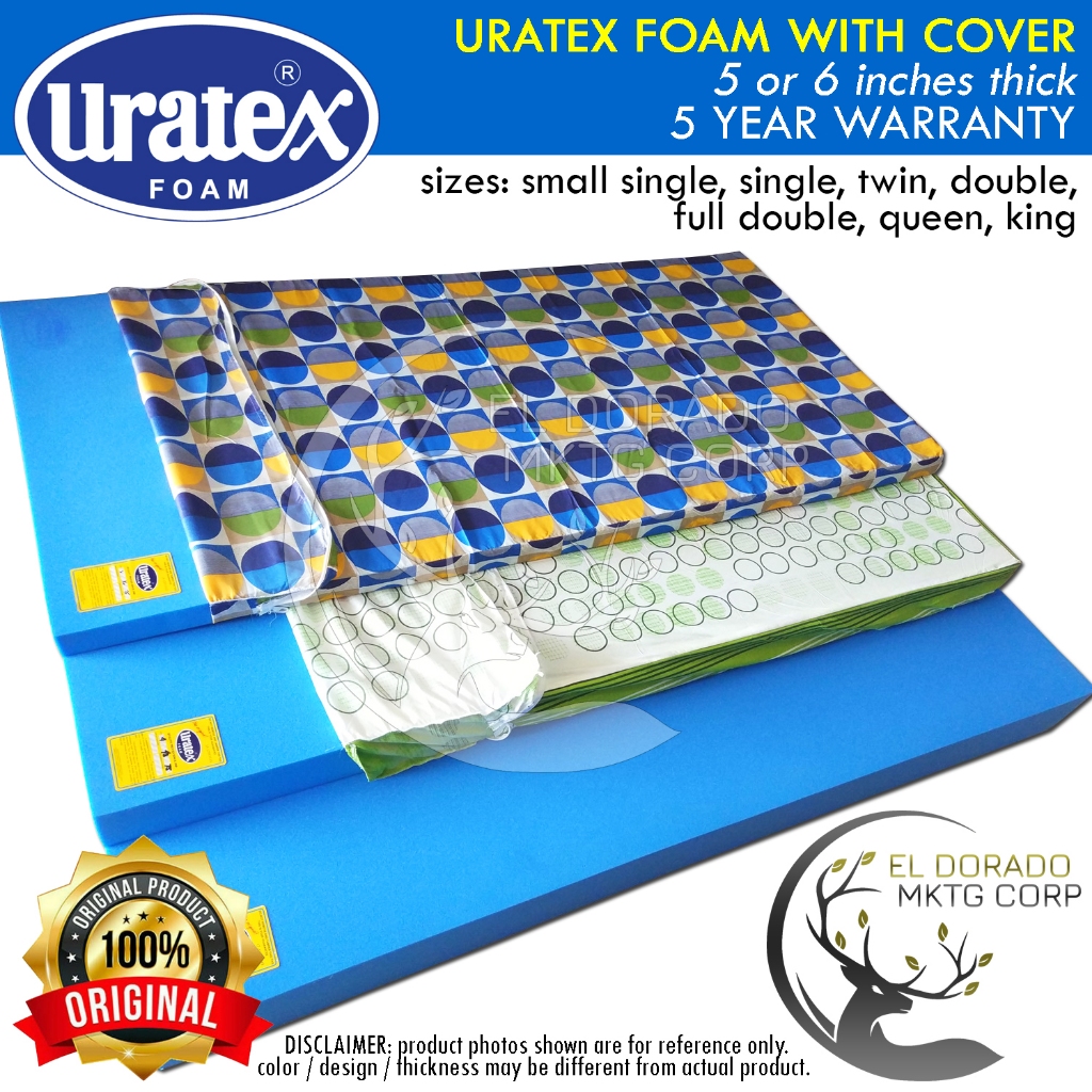 Uratex Foam with Cover 5 or 6 inches 100% ORIGINAL single double queen ...