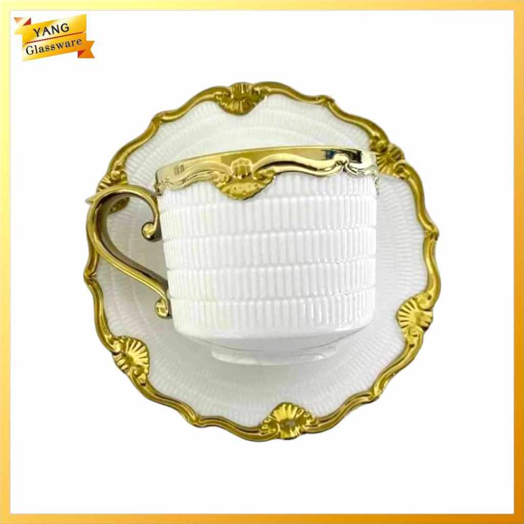 1SET European style coffee cup and saucer gold office cup coffee set ...