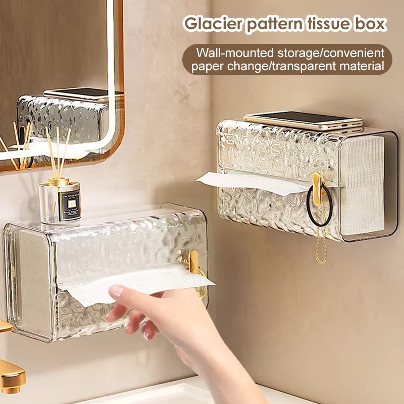 Wall-mounted Tissue Holder Bathroom Transparent Glacier Design Wall ...