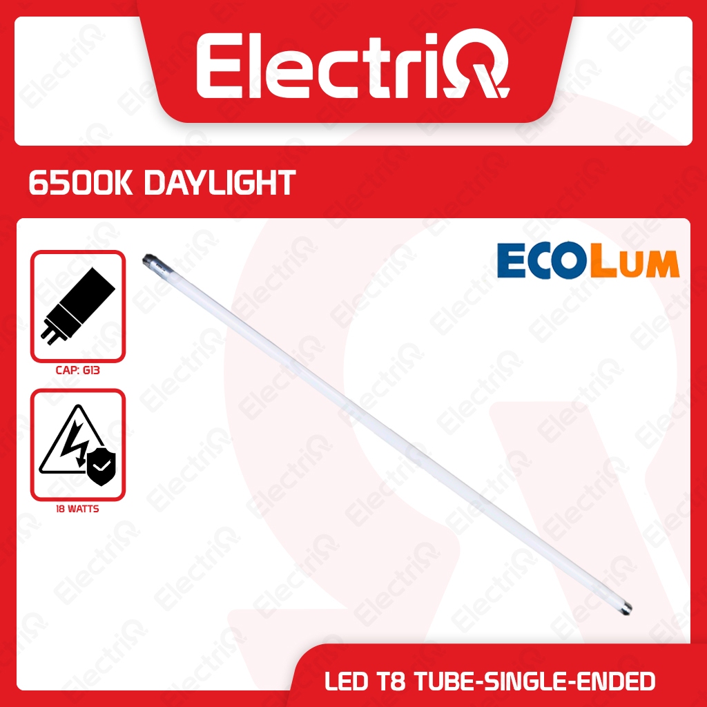 Electriq l Ecolum LED T8 Tube-Single-Ended (18W / 100-240V) Daylight ...