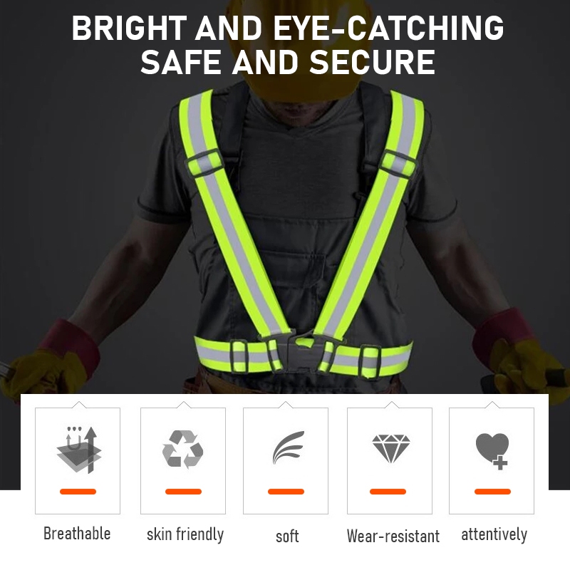 Reflective Vest Adjustable Elastic Safety Vest Strap Work Construction ...